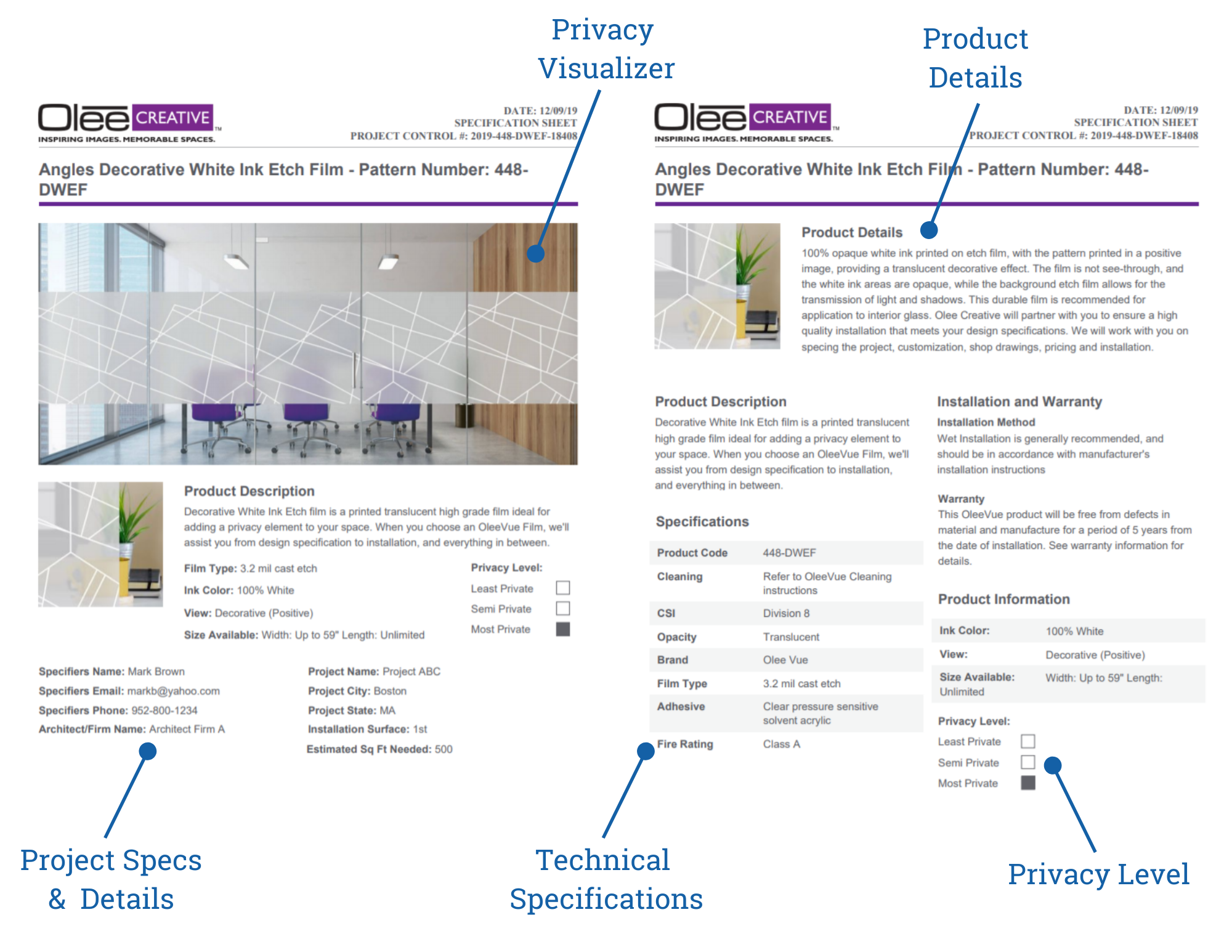 How to Create an OleeVe Films and Panels Spec Sheet